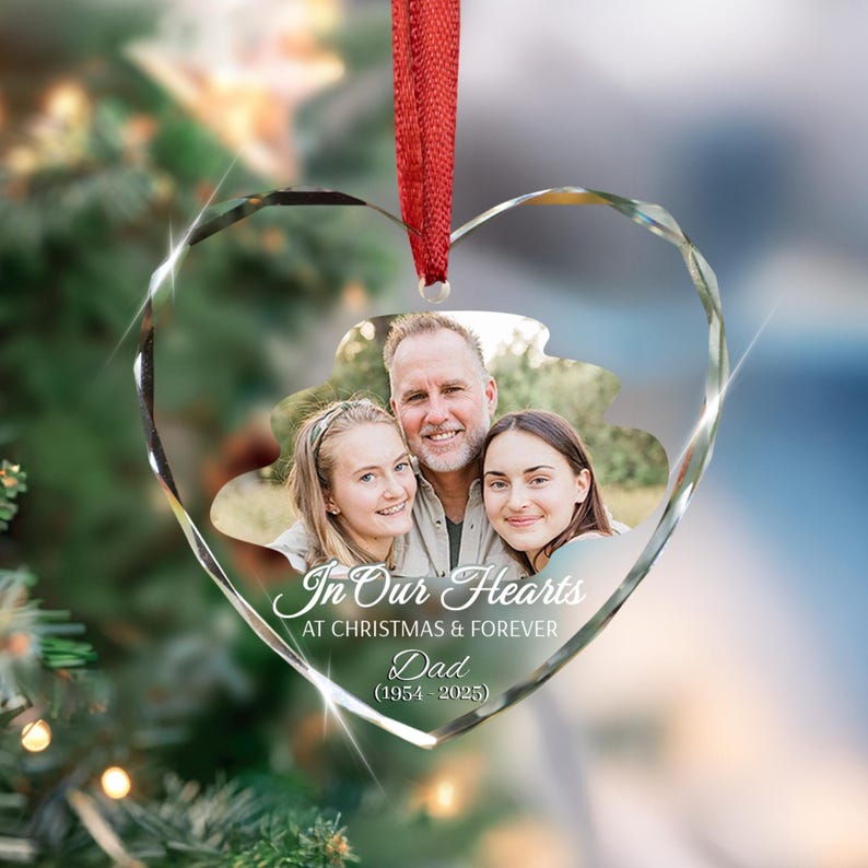 Personalised Photo Memorial Baubles, Custom Dad Mum Memorial Christmas ...