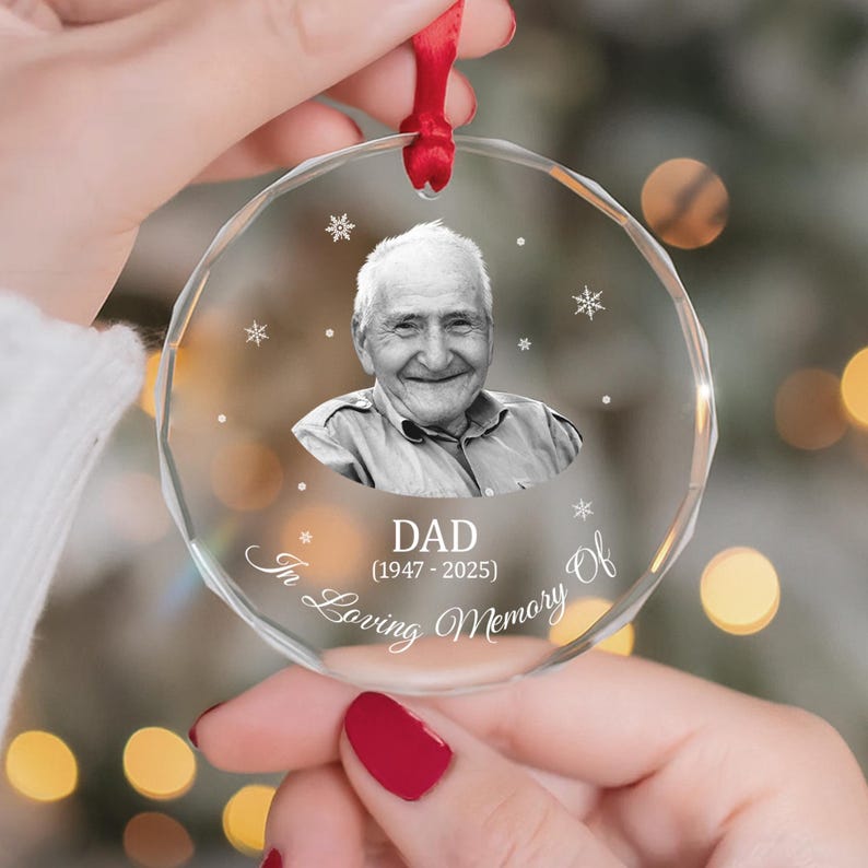 Personalized Photo Memorial Baubles, Custom Dad Mom Memorial Christmas ...