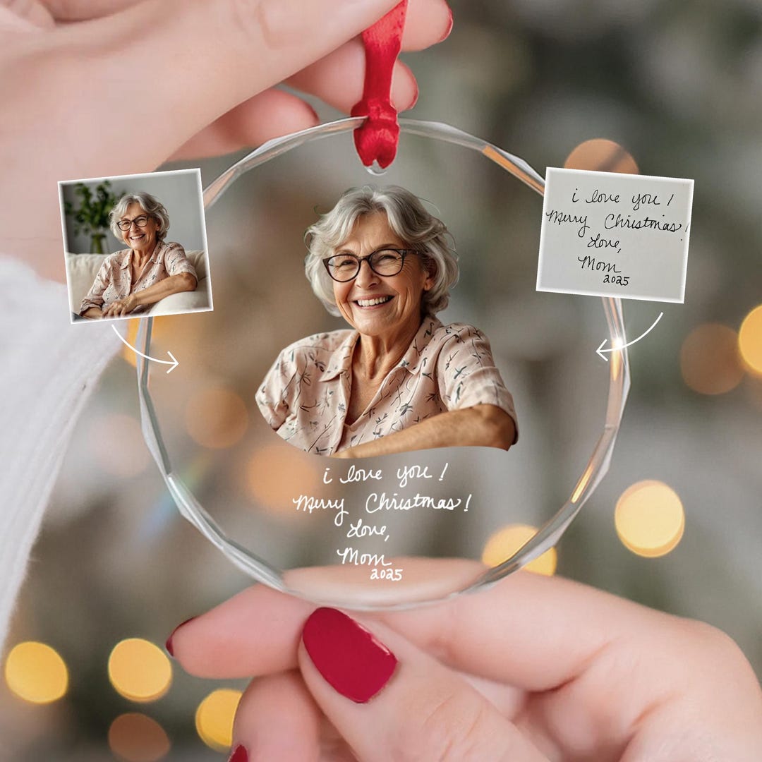 Custom Memorial Signature & Photo Bauble, Personalised Actual ...