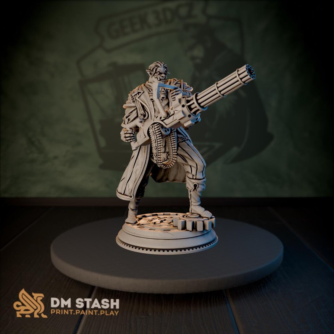 Orc Gatling Gunner, Steam-tech Brute Mini by DM Stash | Cogs of ...