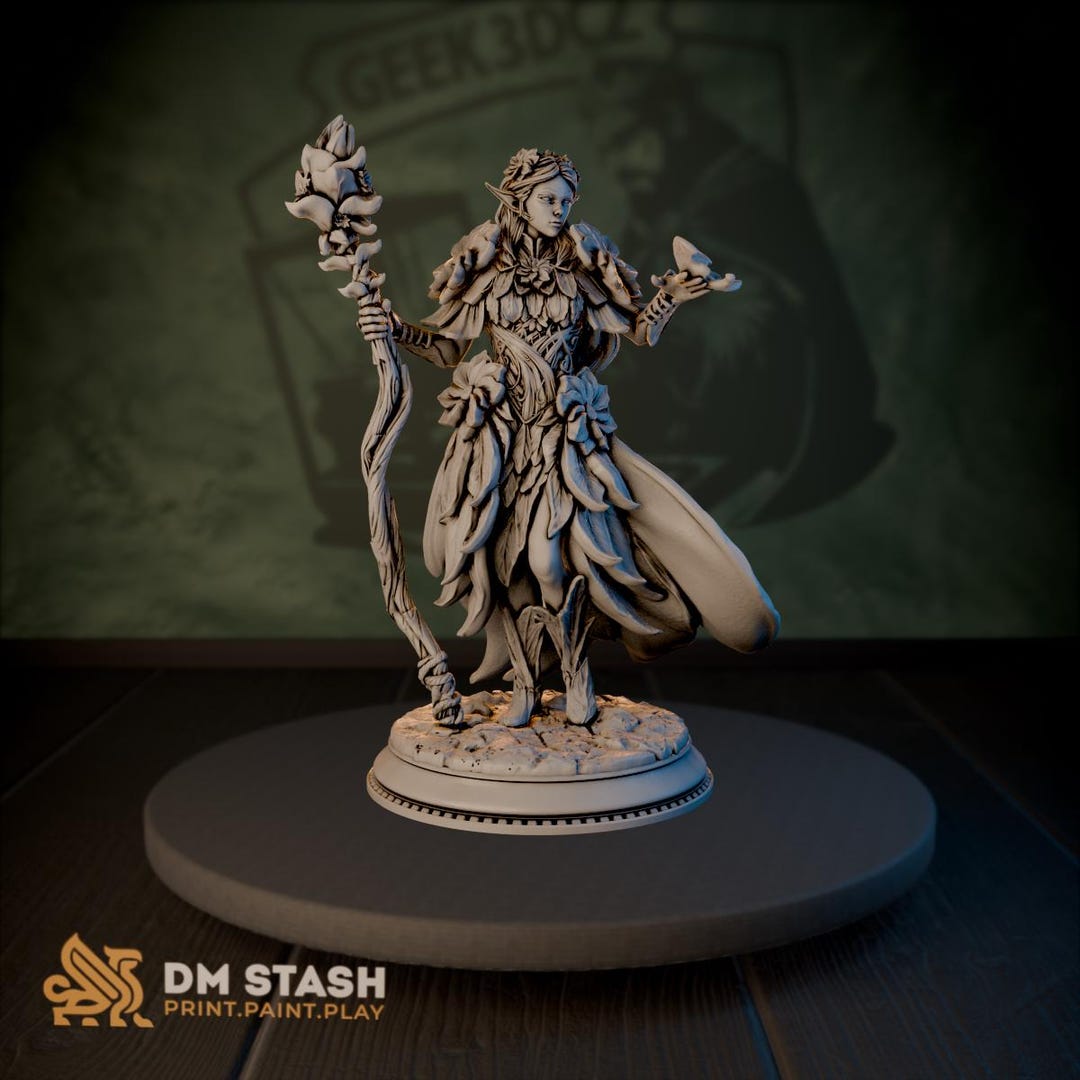 Synoria Elven Druid Flower Staff Mini by DM Stash | Fey Court ...