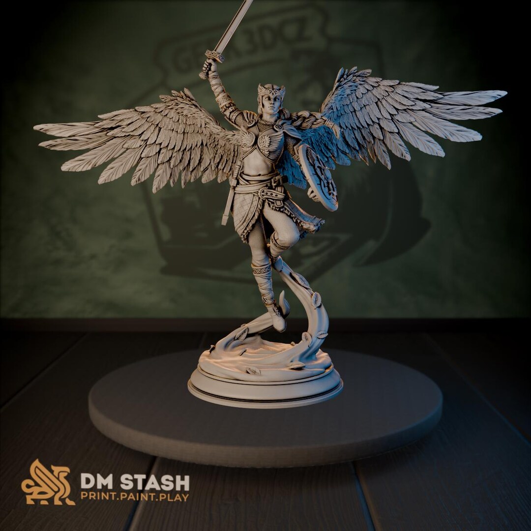 Valkyrie Flying Shield Maiden Sword Defender Mini by DM Stash | Shadow ...