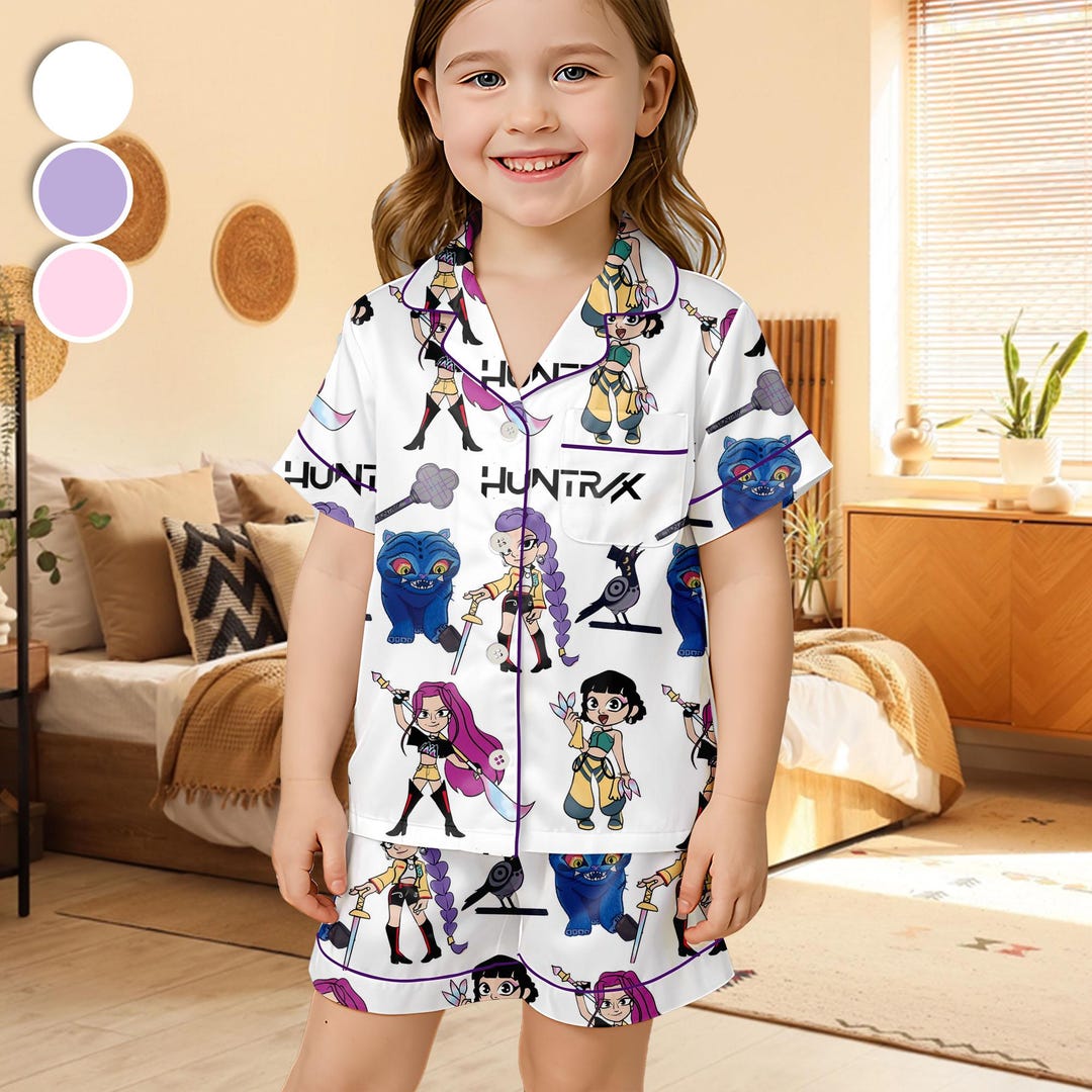 Kpop Demon Hunters Huntrix Rumi Mira Zoey Satin Pajama Set, Women ...