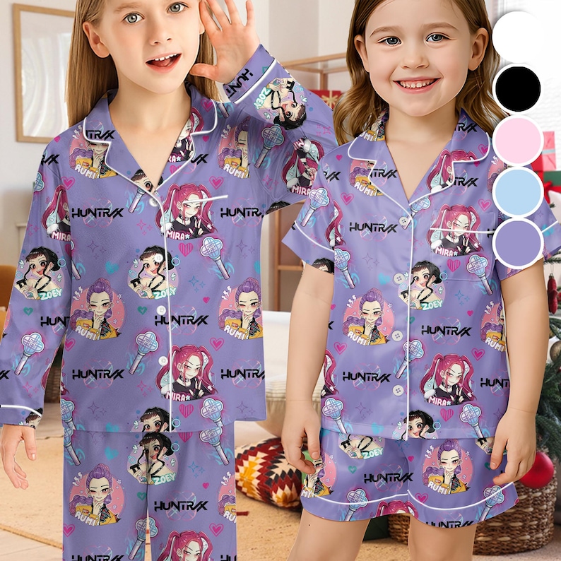 Kpop Demon Hunters Rumi Mira Zoey Satin Pajamas Set, Women Kids K-pop ...