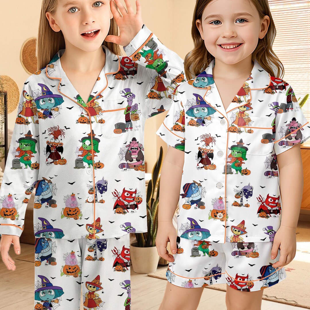 Inside Out Halloween Characters Kids Satin Pajamas Set, Inside Out ...