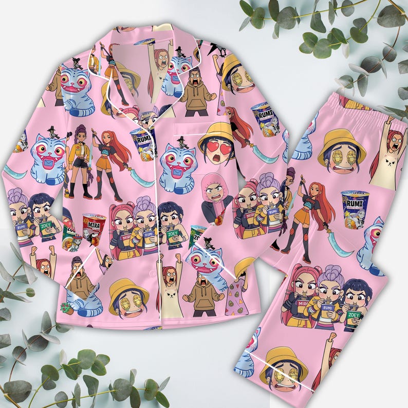 Kpop Demon Hunters Rumi Mira Zoey Satin Pajamas Set, Women Kids K-pop ...