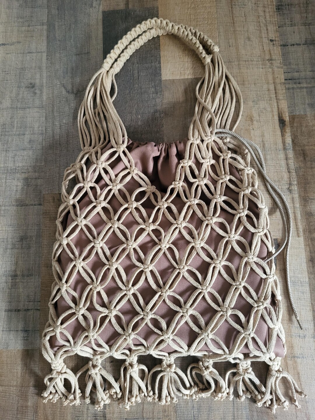 Handmade Macrame Tote Bag With Inner Pouch, Net Handbag. Boho Shoulder ...