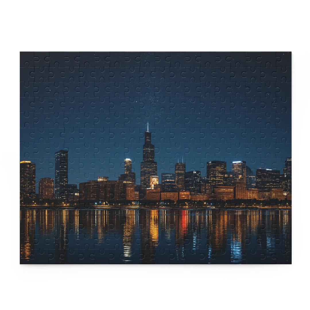 Night City Skyline Puzzle - 120, 252, 500 Pieces, Perfect for Family ...