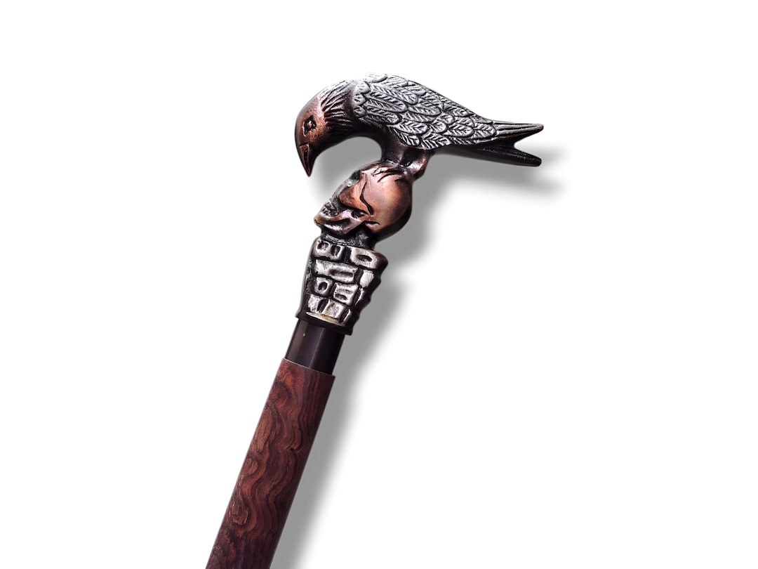 Macabre Skull Necromancer Staff - Gothic Raven Cosplay Prop - Dark ...