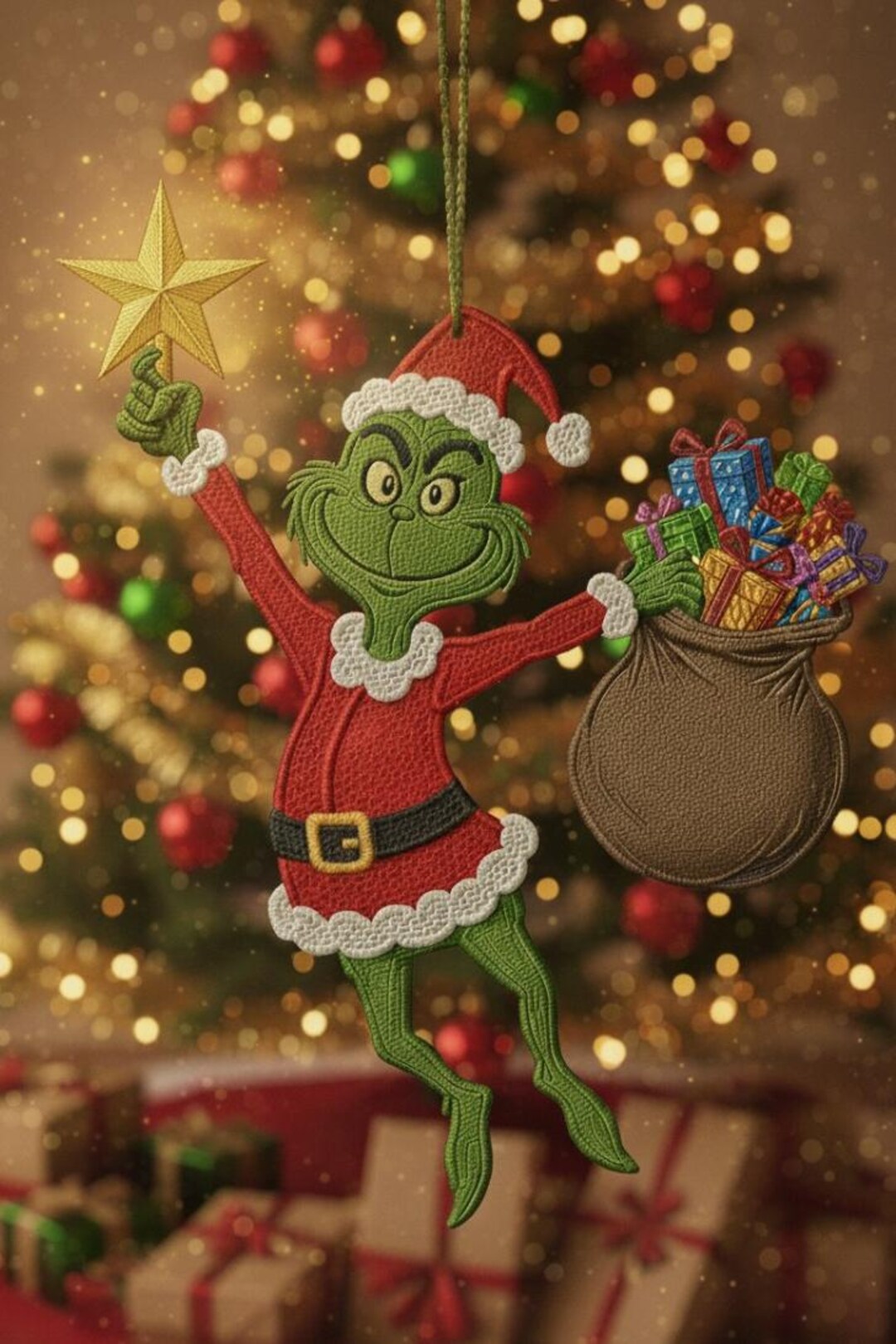 Happy Grinch FSL (freestanding Lace) Embroidery Design - Etsy