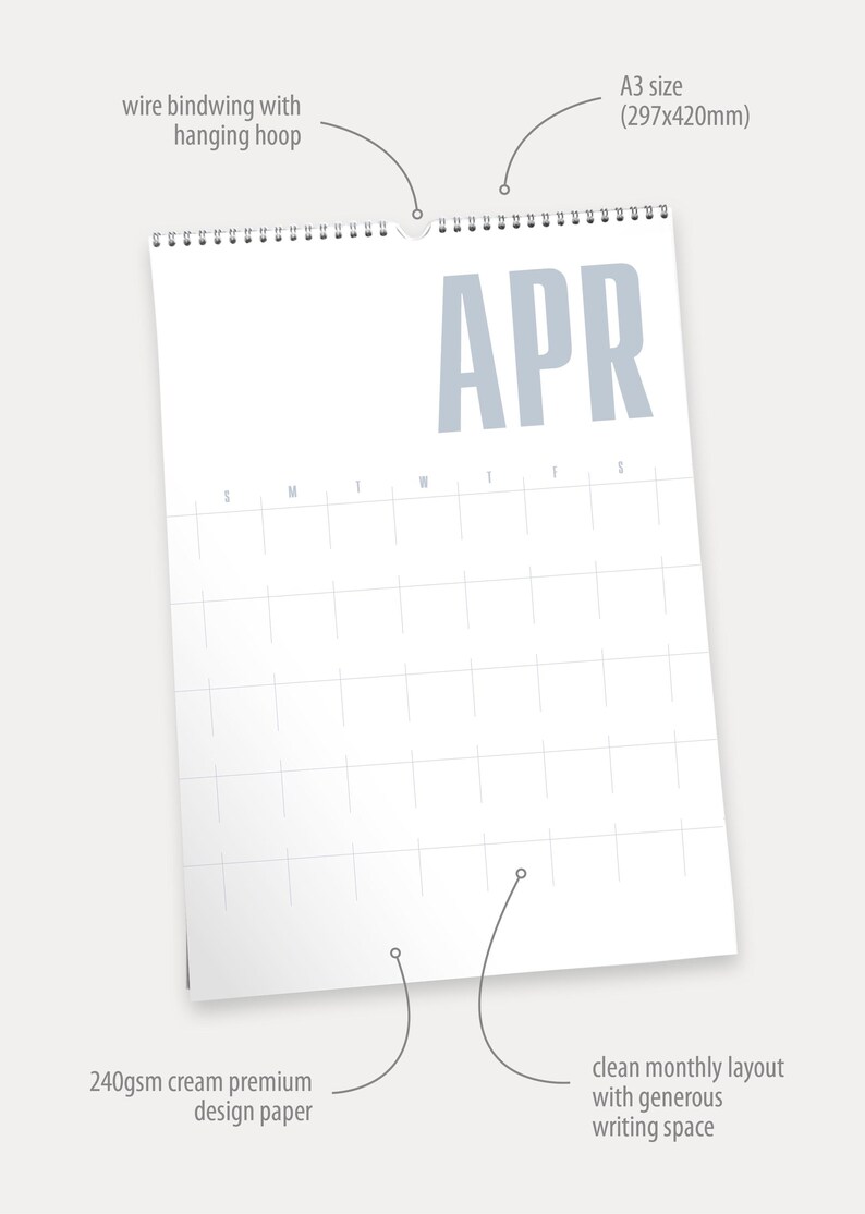 A3 Wall Planner, Neutral Minimal Design, Japandi Monthly Organizer for ...