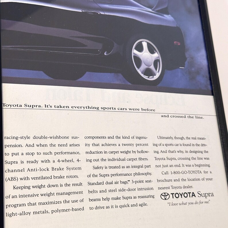 Toyota Supra Turbo MK4 2JZ Vintage Advertisement - Etsy