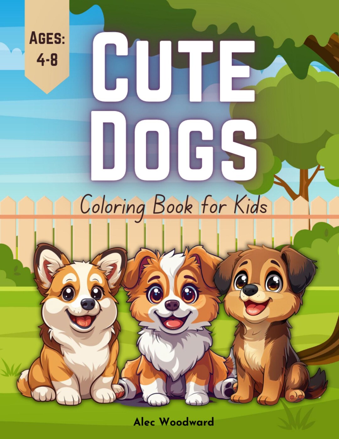 Cute Dogs Coloring Book for Kids Ages 4-8: Fun and Easy Coloring Pages ...