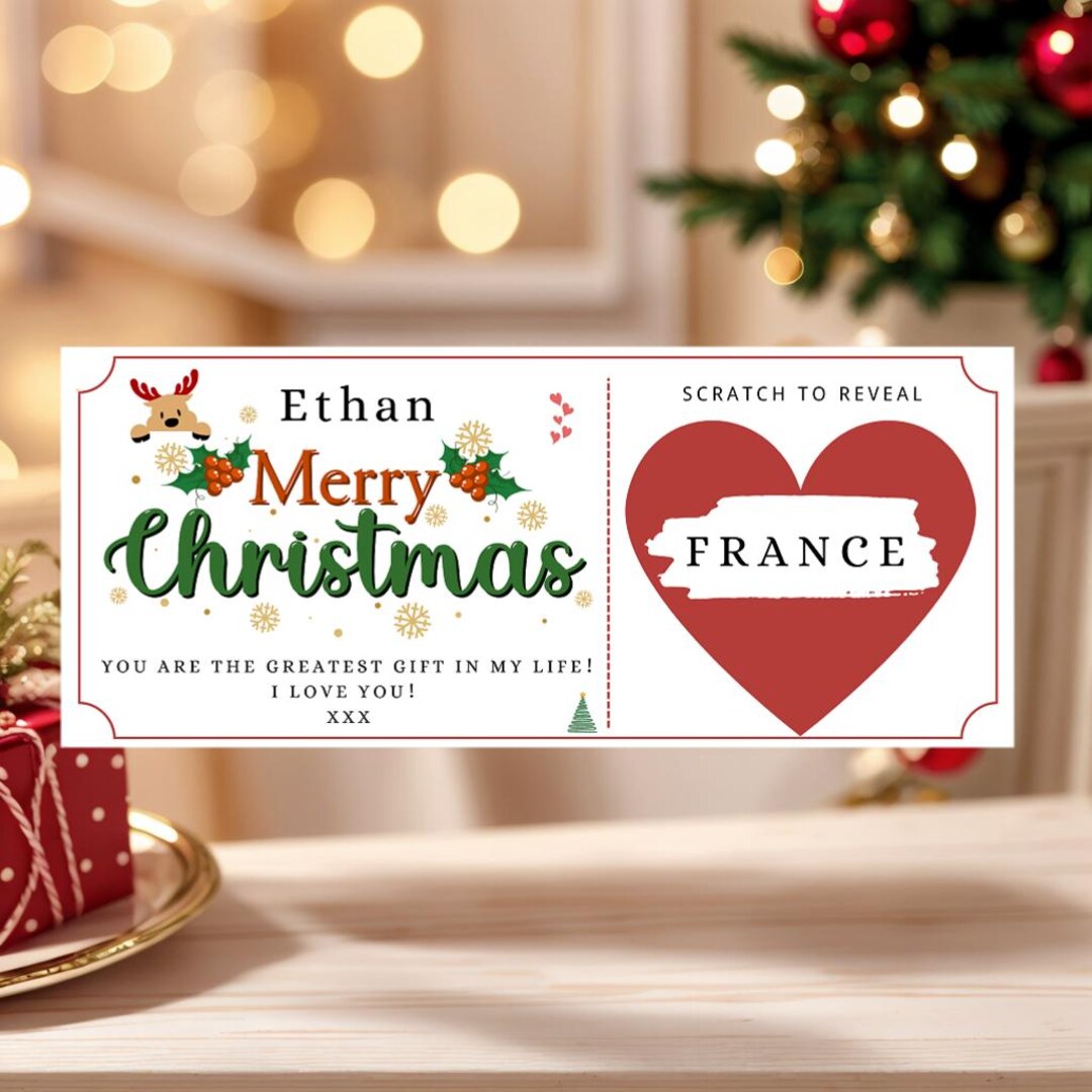 Personalised Christmas Scratch to Reveal Voucher,christmas Ticket ...