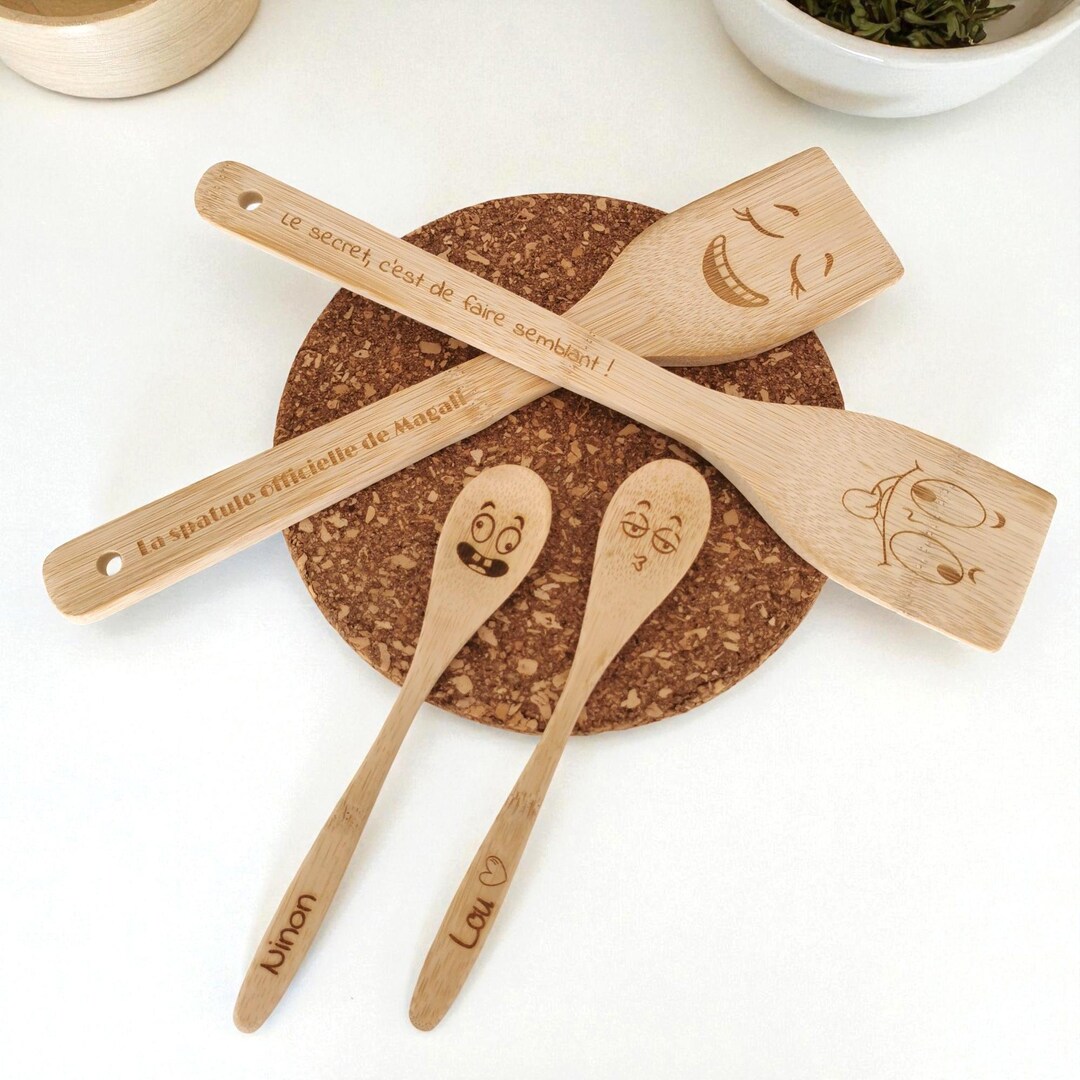 Personalized Engraved Bamboo Spatula – Personalized Kitchen Spoon ...