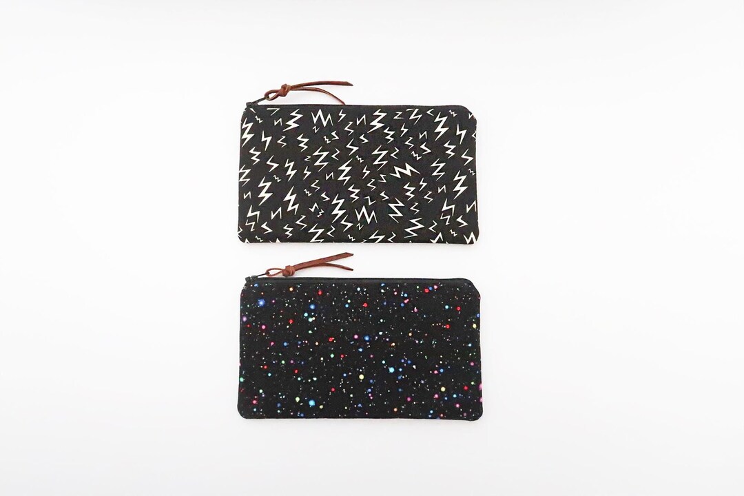 Small Zipper Bag Rainbow Dots Pencil Case Lightning Bolt Fabric Pouch ...