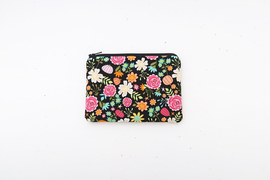 Small Fabric Pouch Cute Floral Coin Purse for Girl Wildflowers Zip ...
