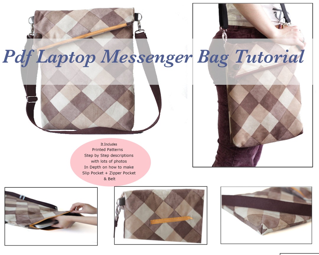 Pdf Sewing Patterns, Large Laptop Sewing Pattern, Mens Messenger Bag ...