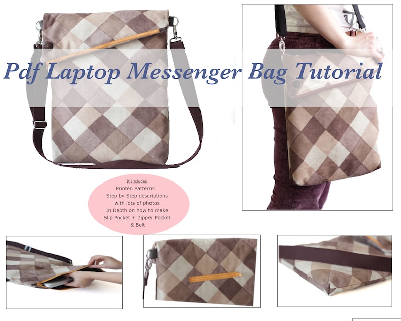 Pdf Sewing Patterns, Large Laptop Sewing Pattern, Mens Messenger Bag ...