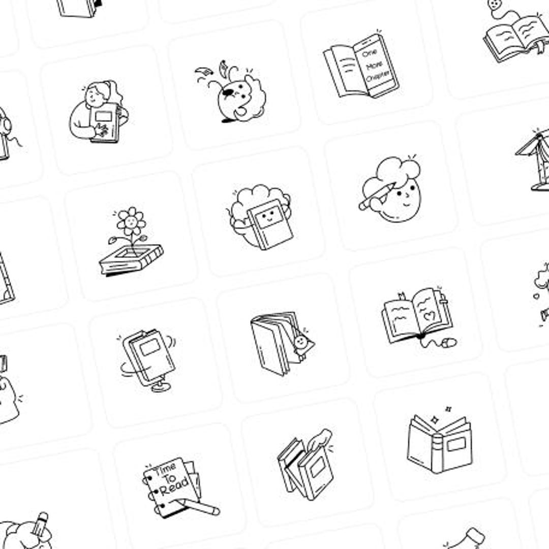 Library and Reading Doodles - Etsy