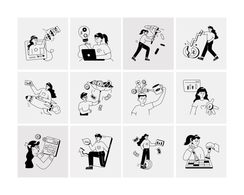 Stock Market Mini Illustrations - Etsy