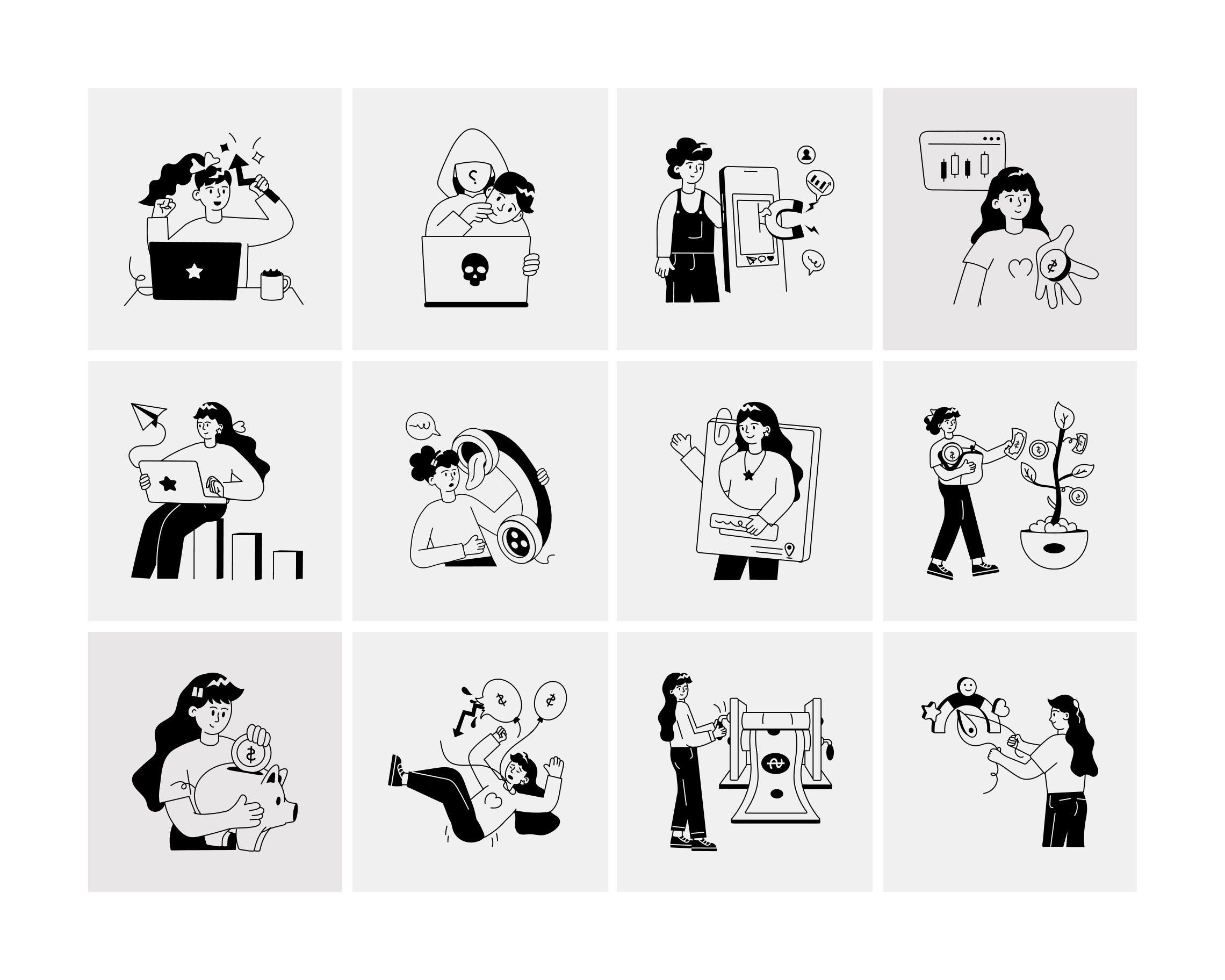 Stock Market Mini Illustrations - Etsy