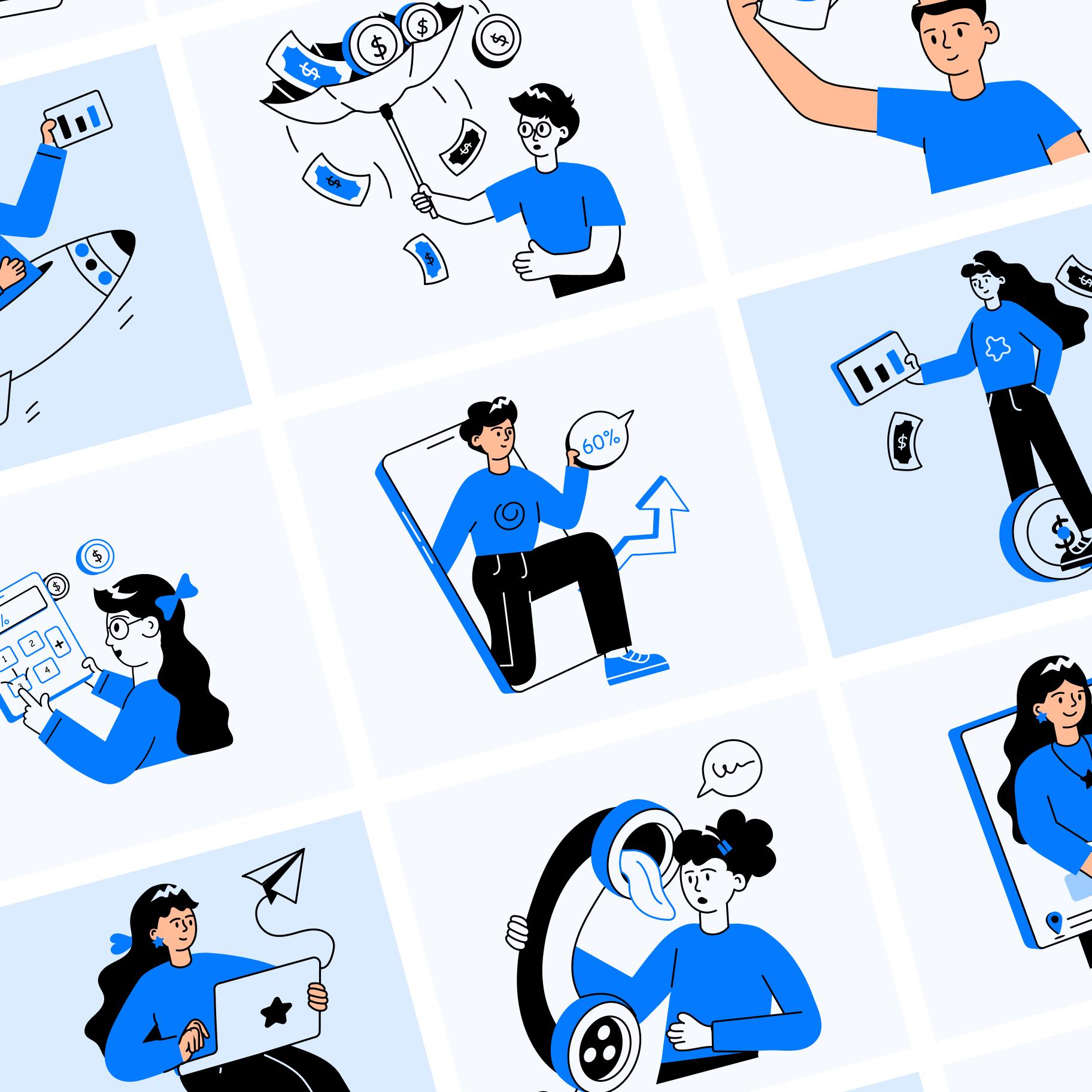 Stock Market Mini Illustrations - Etsy