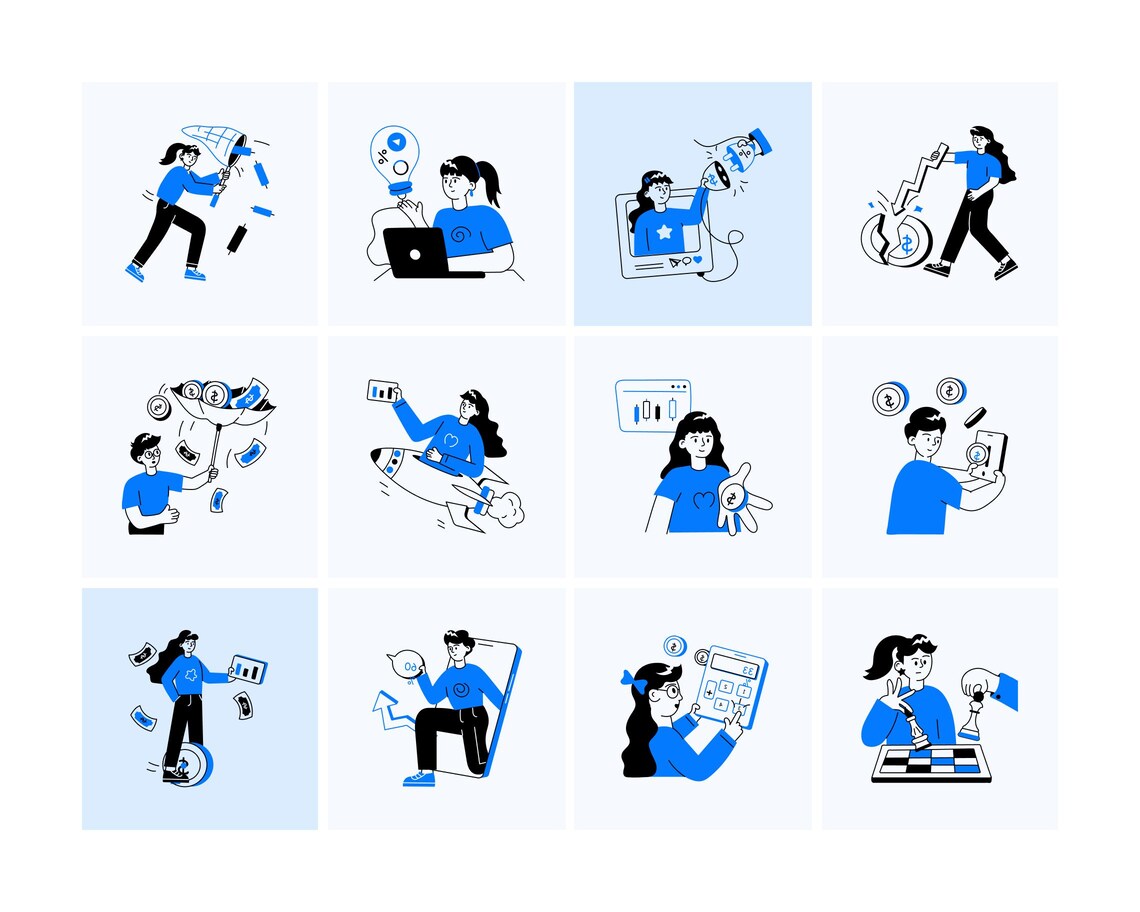 Stock Market Mini Illustrations - Etsy