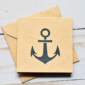 Anchor Mini Cards – Nautical Kraft Note Cards With Envelopes for Gifts ...