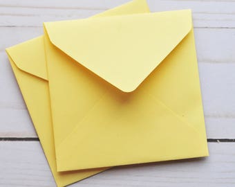 Mini Envelopes Light Yellow // Set of 10 // Square Envelopes | Etsy