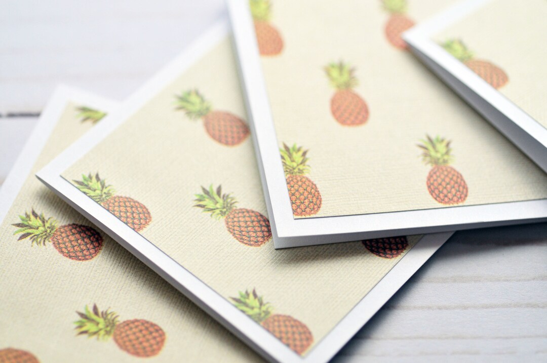 Pineapple Mini Note Cards - Tropical Design, Earthtone, Set of 4 - Etsy