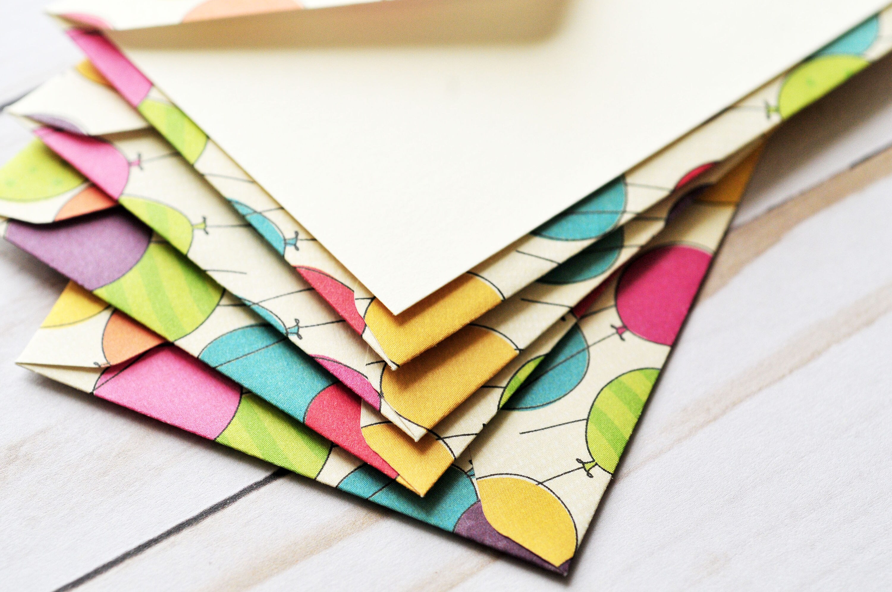 Colorful Balloon Mini Cards // Set of 4 // Blank Cards // | Etsy