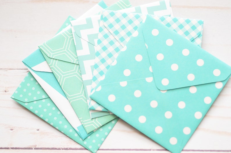 Turquoise Patterned Mini Card // Blank Cards // Gift Card - Etsy