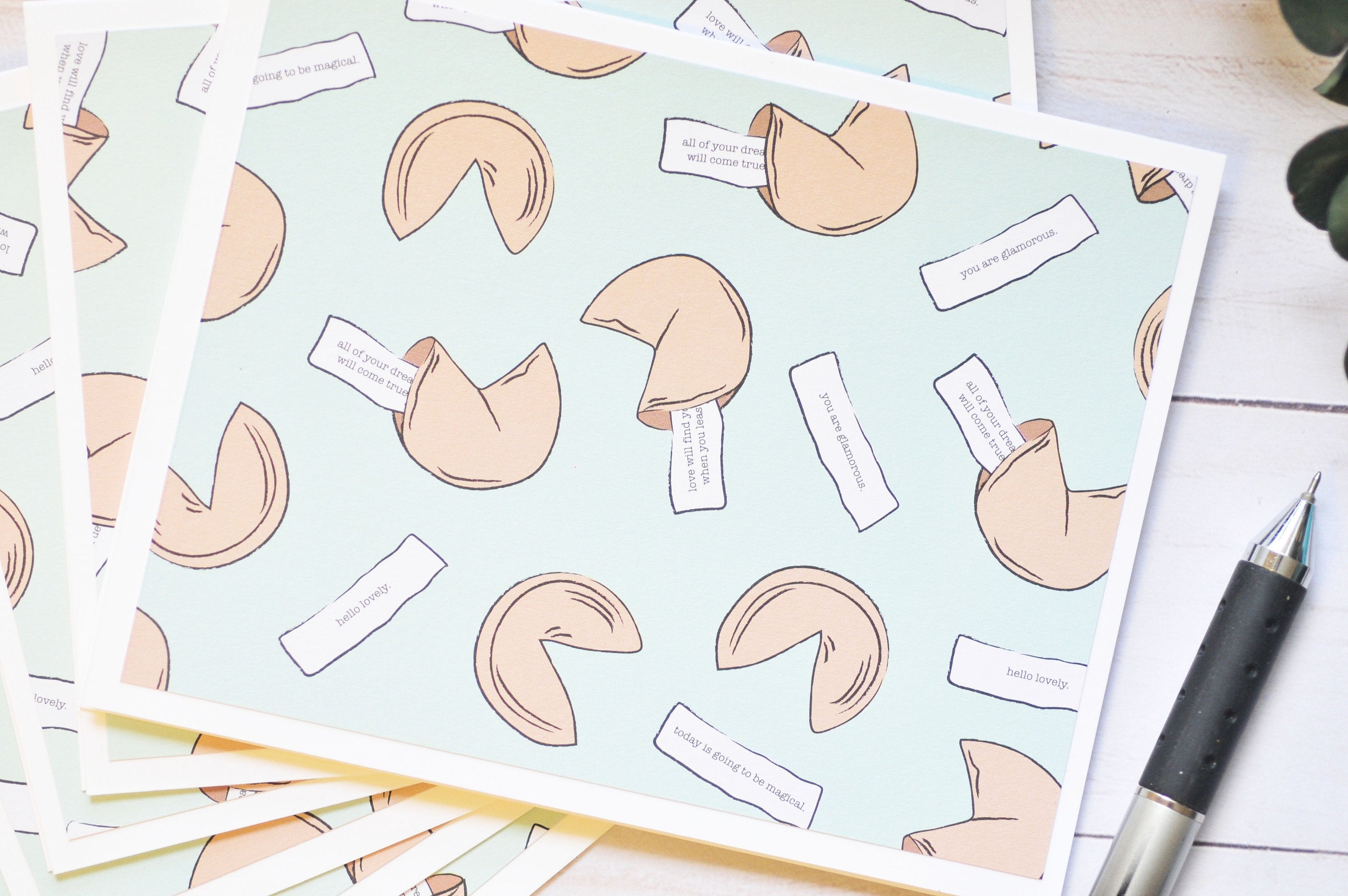 Fortune Cookie Note Cards // Set of 6 // Blank Cards // Girl | Etsy