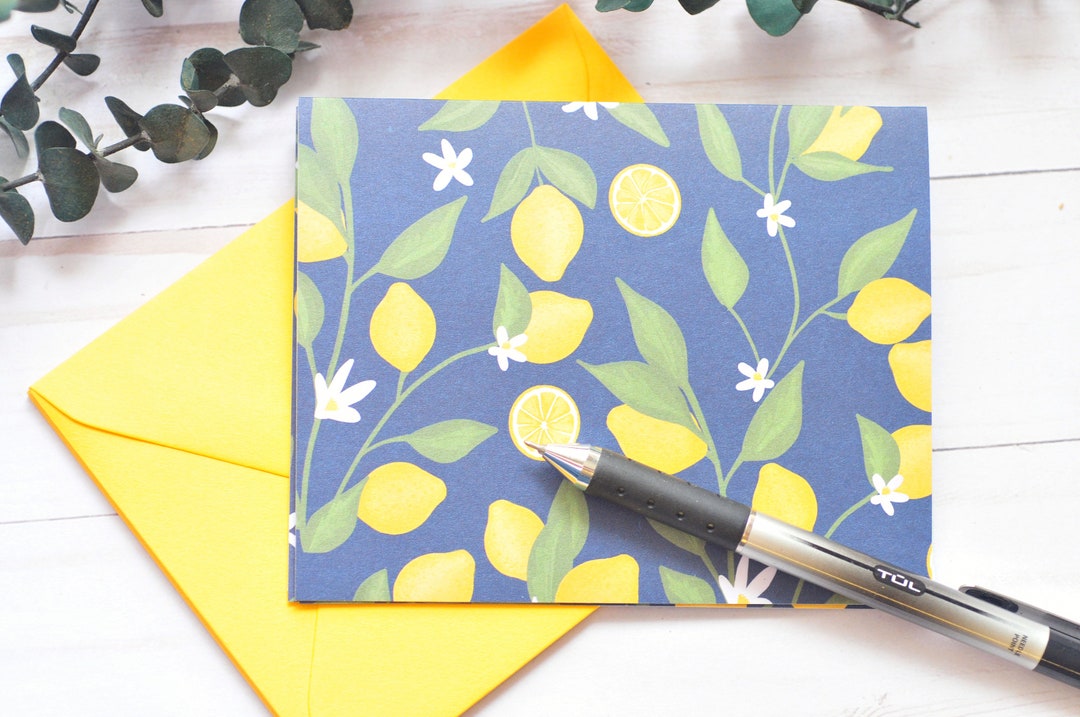 Lemon Note Cards – Set of 4 - Blank Folded Cards for Love Letters ...