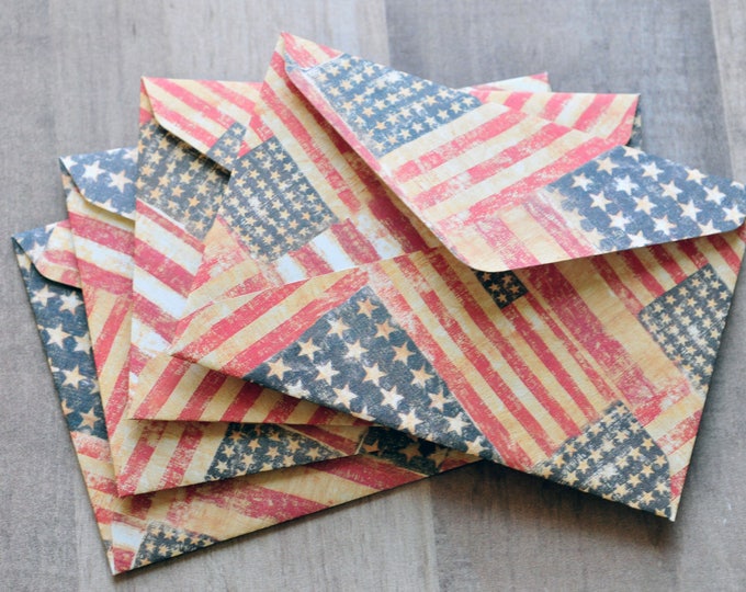 American Flag Mini Cards Set of 4 // Blank Cards // Gift - Etsy