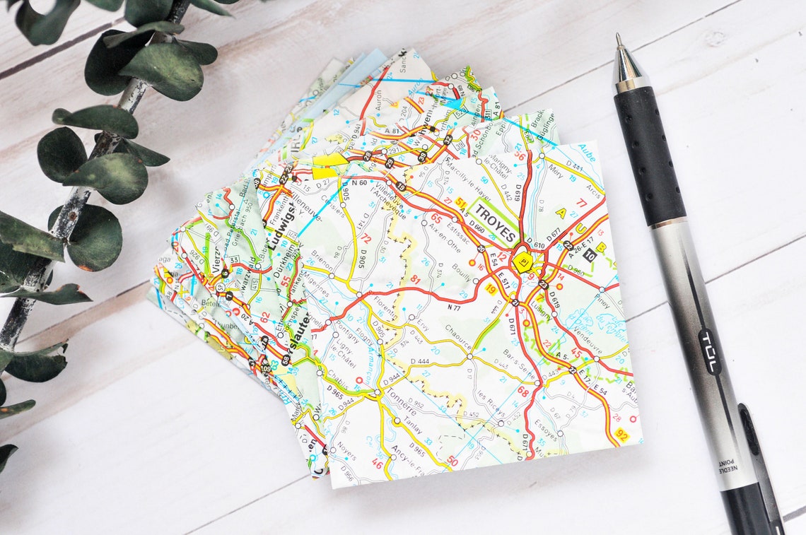 Map Mini Cards // Set of 10 // Blank Cards // Enclosure Cards - Etsy