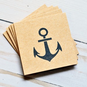 Anchor Mini Cards – Nautical Kraft Note Cards With Envelopes for Gifts ...