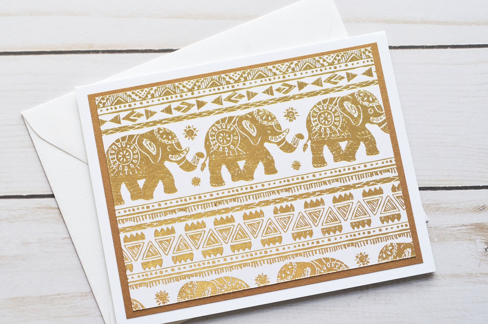 Golden Elephant Note Cards // Blank Note Cards // Indian - Etsy