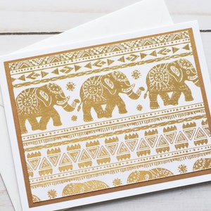 Golden Elephant Note Cards // Blank Note Cards // Indian - Etsy