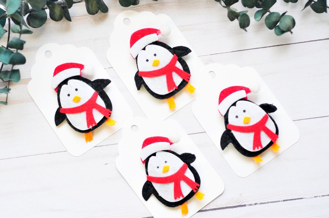 Christmas Penguin Gift Tags – Set of 4 - Felt Holiday Tags for Kids ...