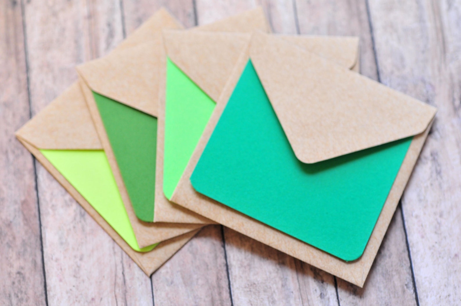 Green Mini Cards // Blank Cards // Enclosure Cards // Love - Etsy