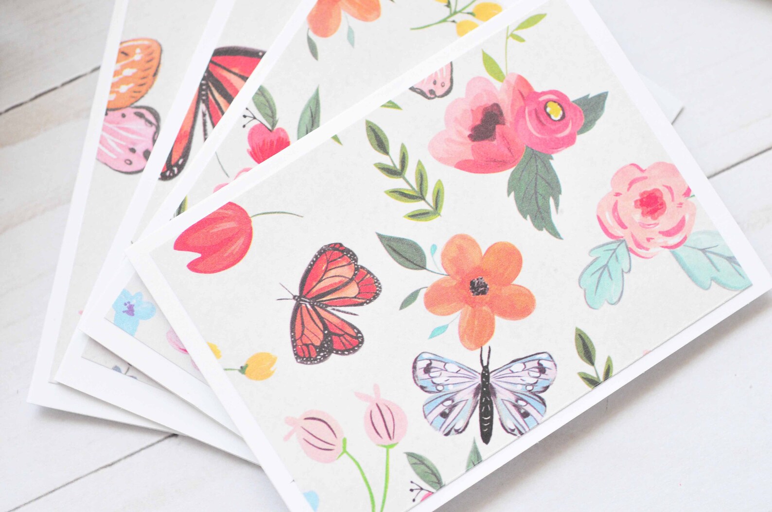 Butterfly Garden Mini Cards // Set of 4 // Botanical // Blank - Etsy
