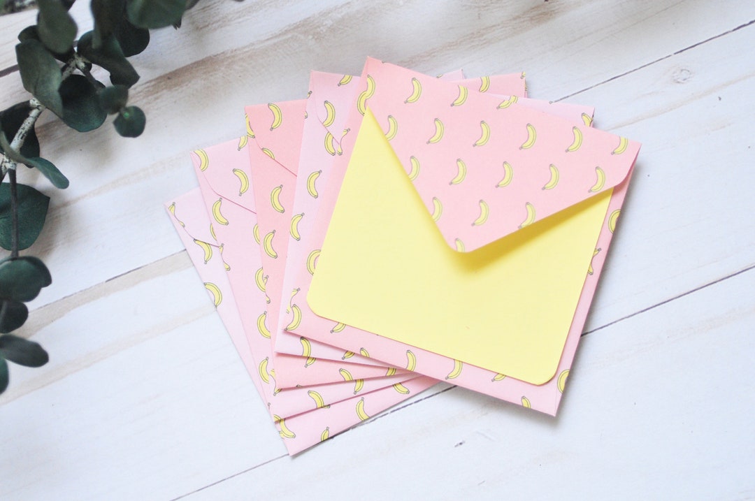 Banana Mini Cards – Set of 4 - Blank Notes With Envelopes, Fruit ...
