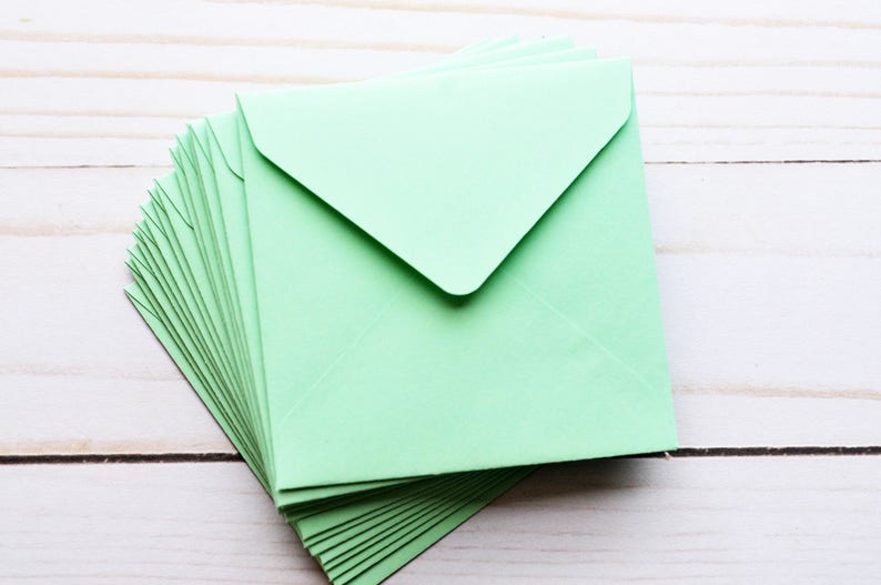 Mini Envelopes Mint Green // Set of 10 // Blank Cards // - Etsy