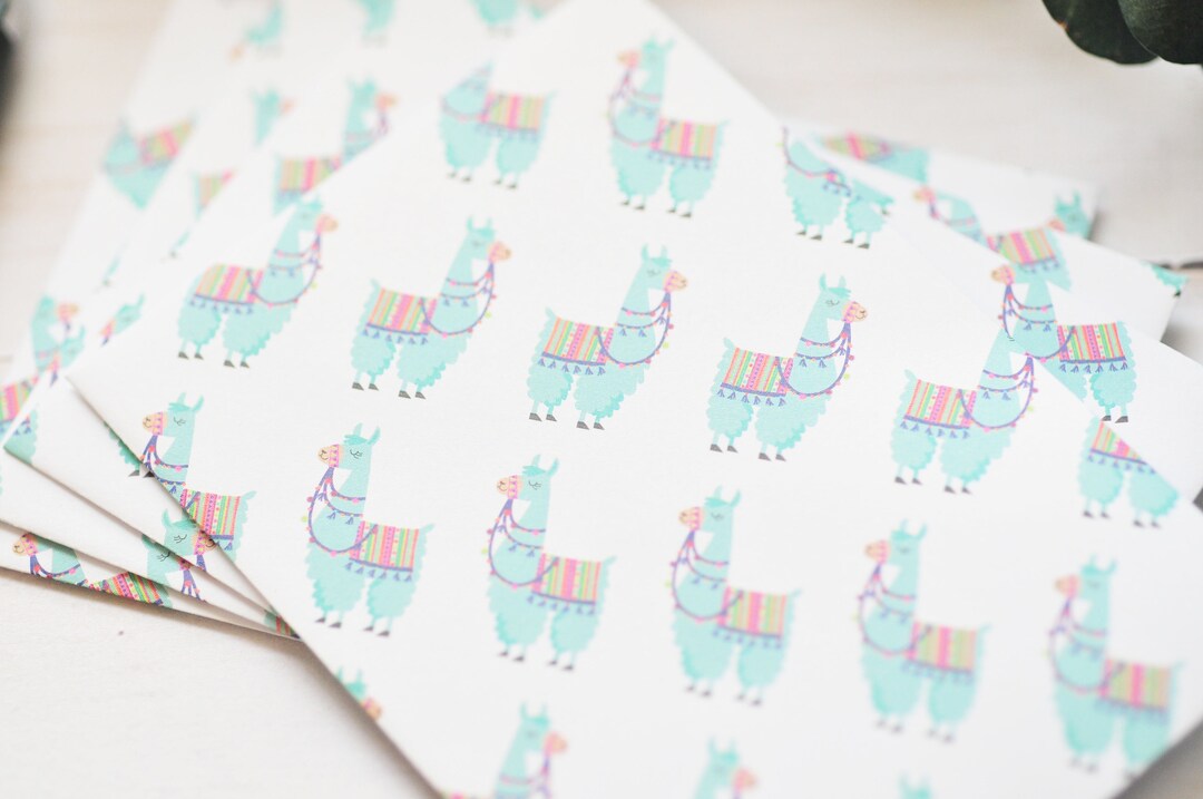Llama Mini Cards Set of 4 // Gift Card Holder // Blank Cards // Square ...