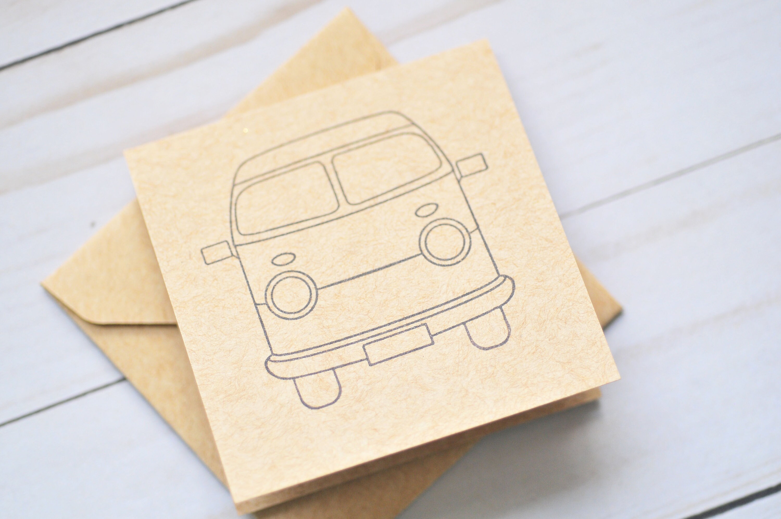 Vintage Bus Mini Cards // Kraft Cards // Travel Journal // | Etsy