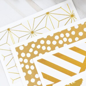 White and Gold Mini Cards - Set of 4 // Blank Cards // Gold Foil ...