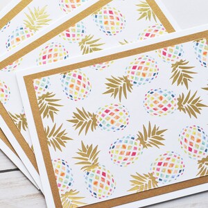 Pineapple Note Cards // Blank Cards // Colorful Pineapples // Gold Foil ...