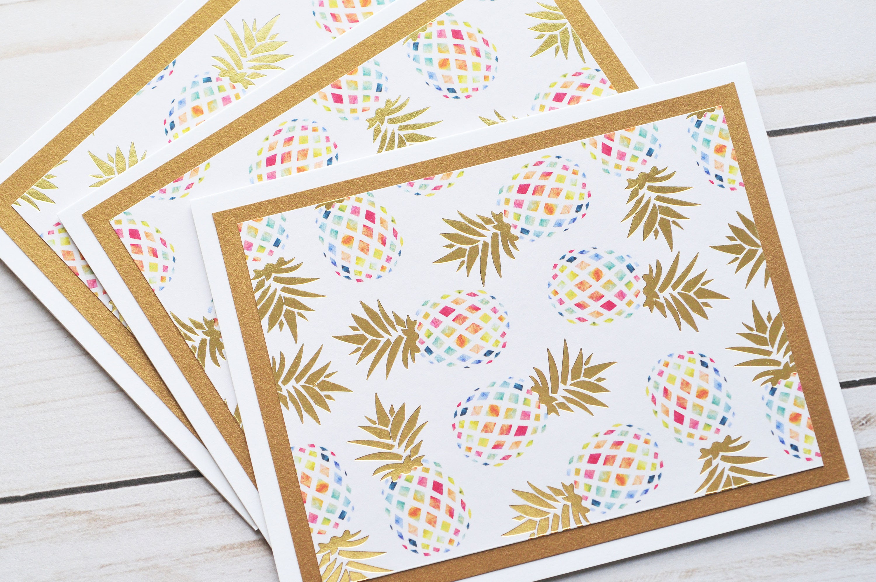 Pineapple Note Cards // Blank Cards // Colorful Pineapples // | Etsy